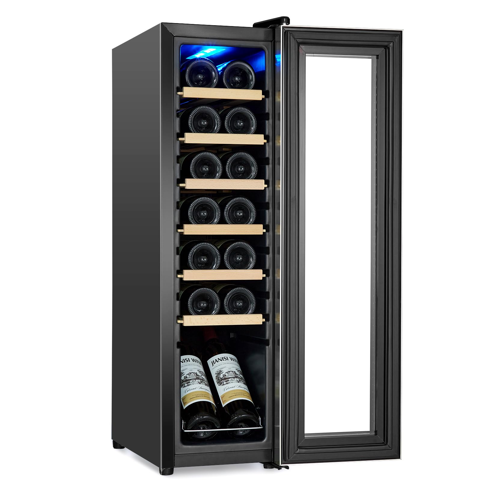 TROPOW 14 Bottle Compressor Wine Cooler, Wine Cellar with Adjustable Temp Control, Freestanding Beverage Refrigerator for Red, White, Champagne, Beer, Soda