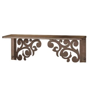 touch of class noble scrolls metal wall shelf | bronze | scrolling designs | display shelves for bedroom, living room, bathroom, entryway, office, hallway