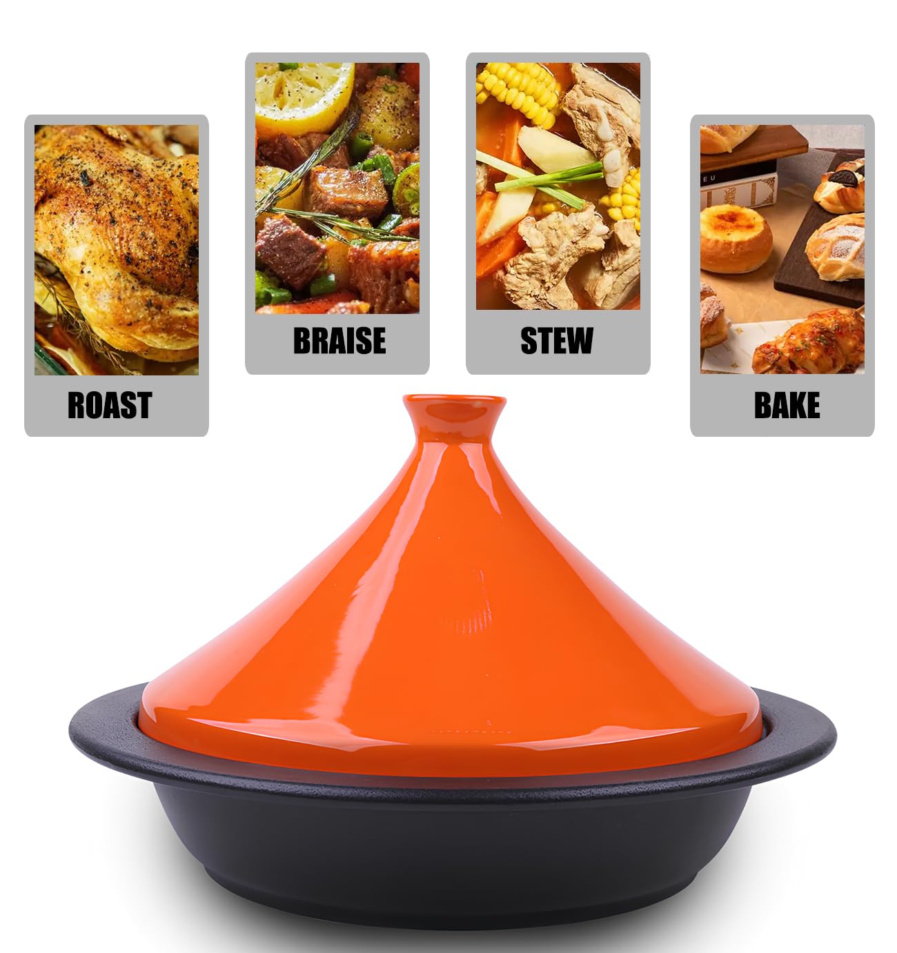 Xgxoz Enameled Cast Iron Tagine Pot Ceramic Tajine Cooking Pot with Ceramic Lid, for Stew Casserole Slow Cooker