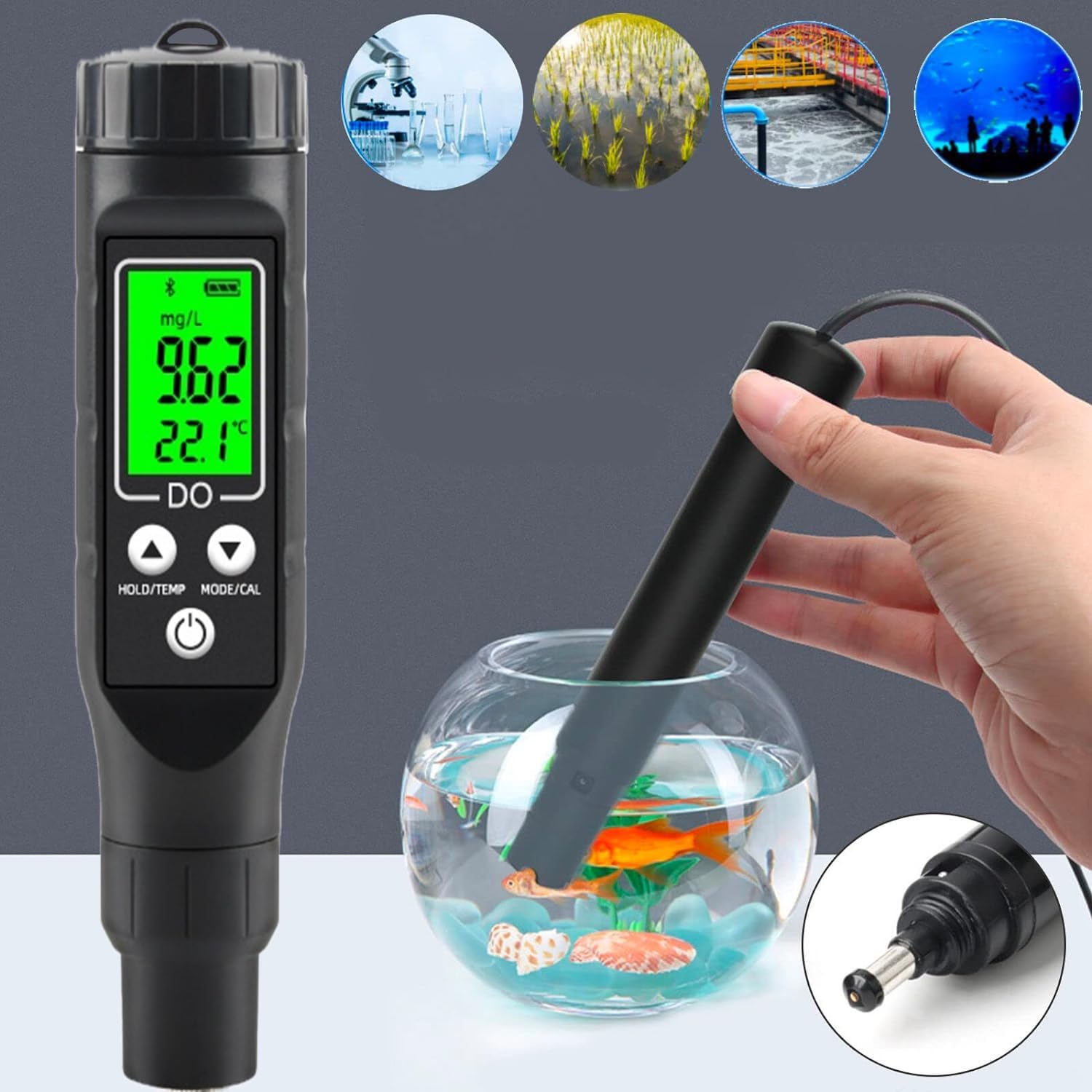 Generic Dissolved Oxygen Meter, Dissolved Oxygen Test Kit with Pen Shaped Polarographic Probe, Portable DO Tester for Aquarium Aquaculture Water Test, Bluetooth App Control, DO Range 0.0‑30.0mg/L