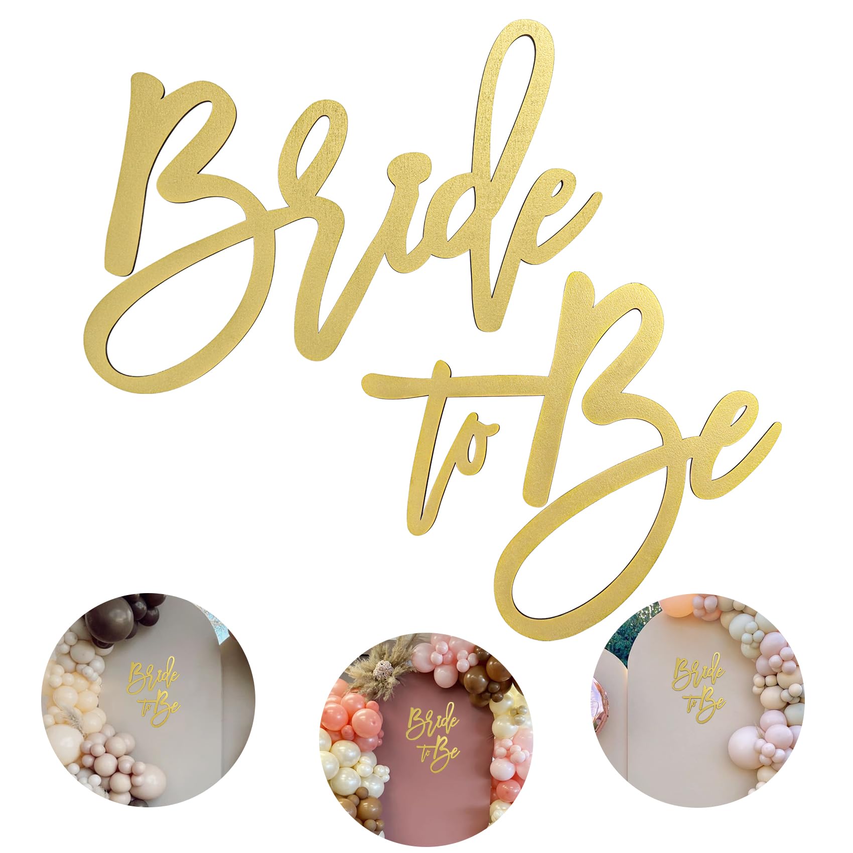 Wooden Bride To Be Sign with Gold Painted for Bachelorette Bridal Party Banner Bridal Shower Bride To Be Decorations（Gold）