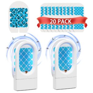 flying insect trap 20pcs glue boards - mosquito killer indoor - gnat, moth, fruit flies, fly traps - attractant catcher with uv led light bug zapper for indoors, home, office - 2 pcs wacieo