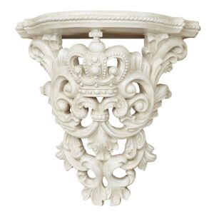 touch of class crown imperial french scroll wall shelf | antique white | victorian style floating vintage shelves for bedroom, living room, hallway, office, hotel