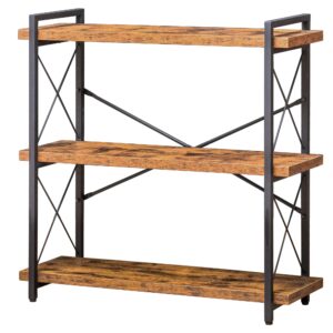 bcloudnest bookshelf, 3 tier book shelf, industrial bookcase for living room, home office and kitchen