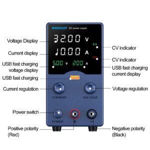 DC Power Supply Variable, Bench Power Supply with Precision Encoder Knob, USB Output Current Display, Adjustable Lab Power Supply with 4-Digits Display & Multi-Layer Circuit Protection (30V 10A)