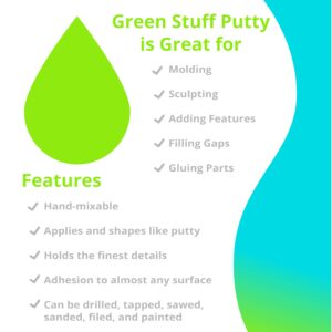 Morphi Labs Green Stuff Putty - 12 Inches - Epoxy Putty for Miniatures, Sculpting, and Modeling - Original Kneadatite Greenstuff Putty