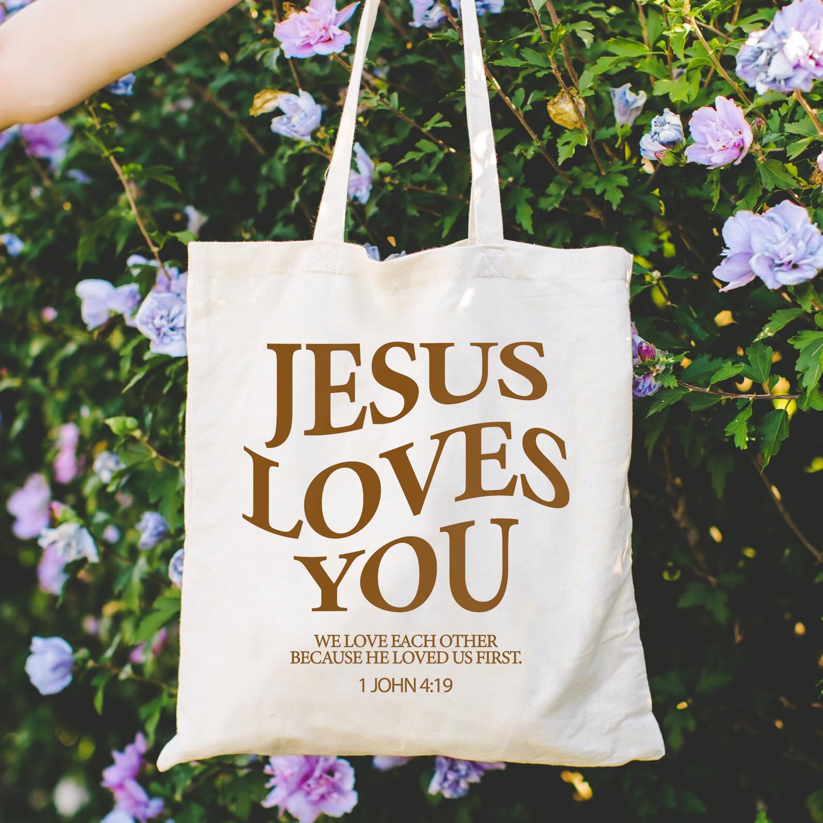 Haukea Bible Canvas Tote Bags for Women Cute Christian Gifts Tote Bag with Zipper Pockets Cotton Graphic Tote Church Bags