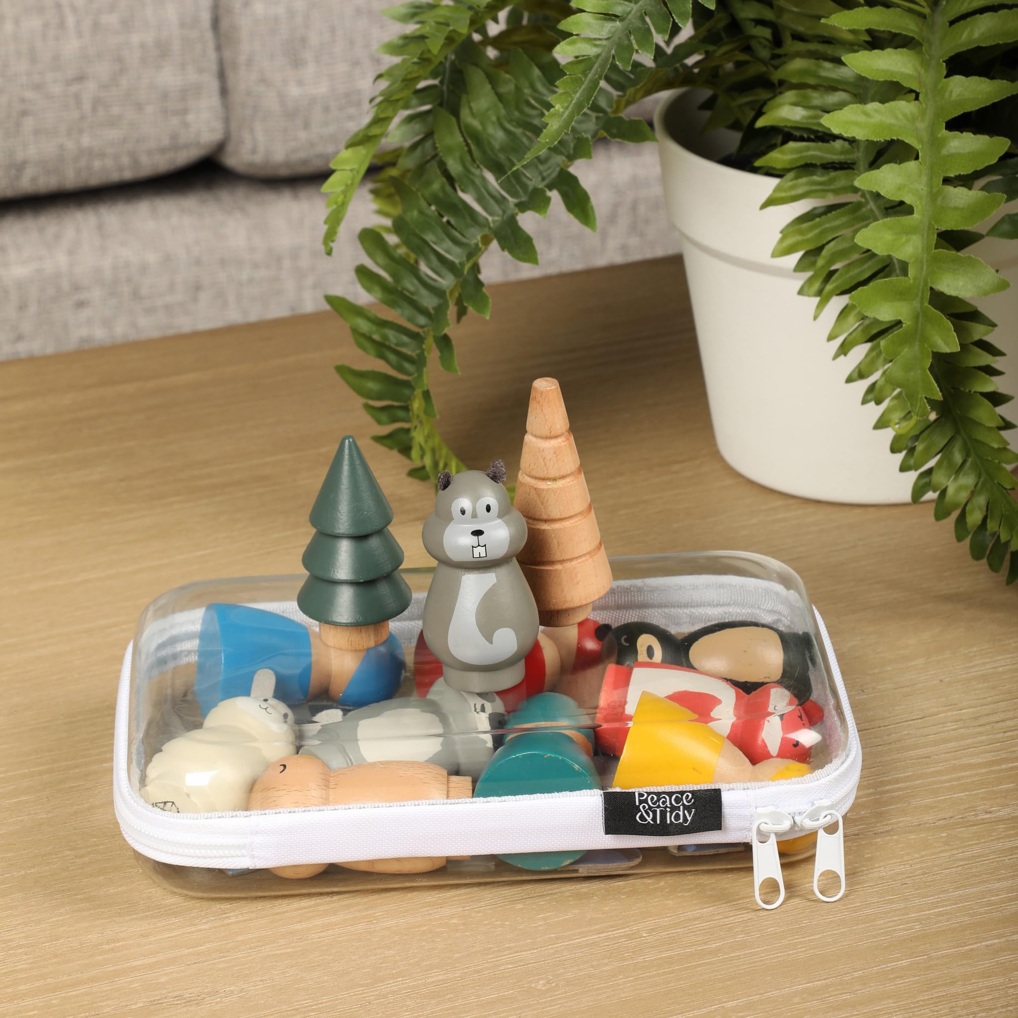 Peace & Tidy Hard-Sided Storage Case, Clear & White