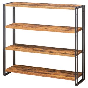 bcloudnest bookshelf, 4 tier tall bookcase, industrial book shelf for living room, home office, kitchen, rustic brown