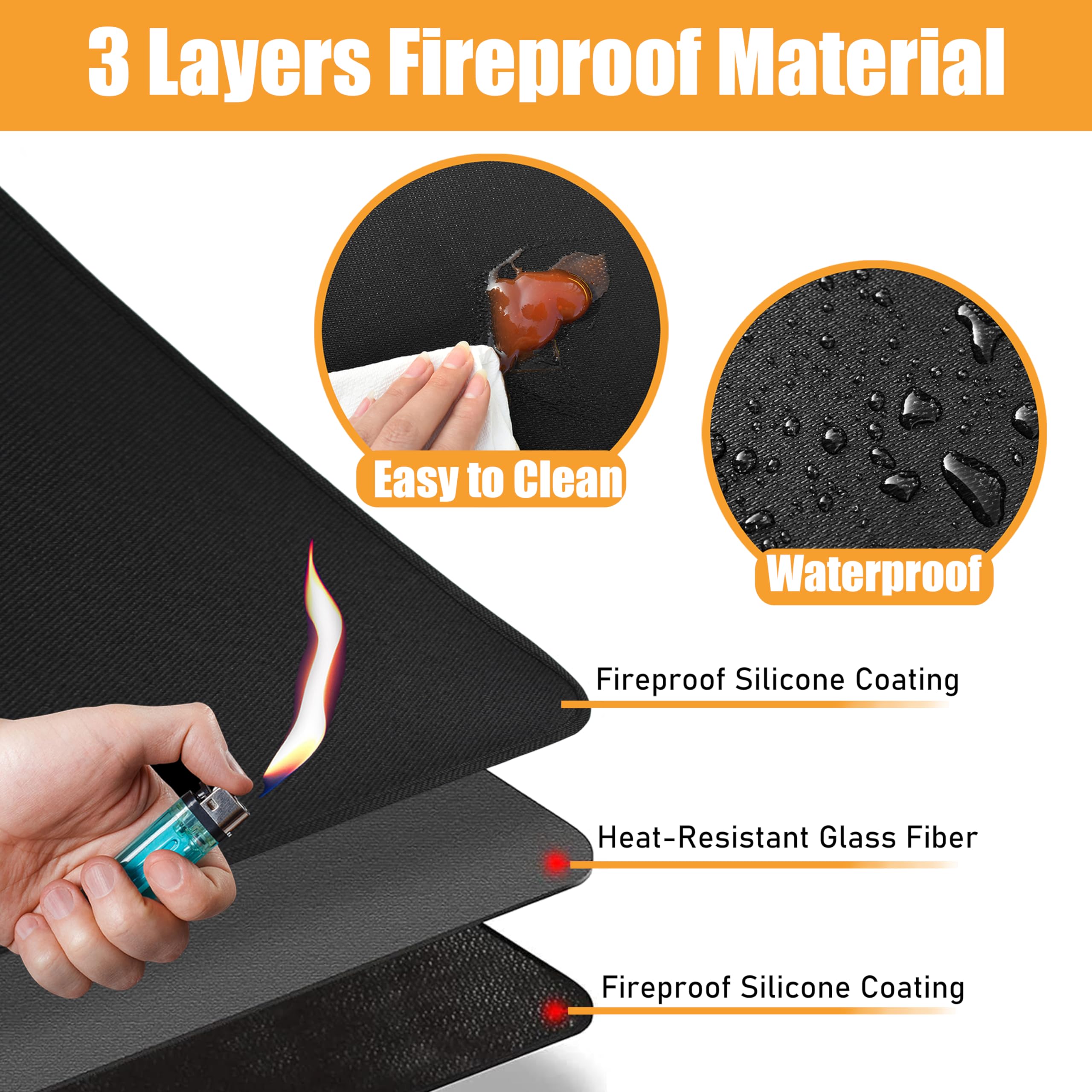 2PCS Heat Resistant Mat for Air Fryer,Deep Fryer,Oven,16x24in Hot Pads for Kitchen Counter Heat Protector,Under Coffee Maker Mats for Quartz Countertop Protector,Deep Fryer Coffee Machine Accessories