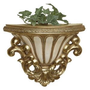 touch of class millea traditional wall shelf | gold and ivory | vintage decor for room | victorian style floating shelves | acanthus leaf designs