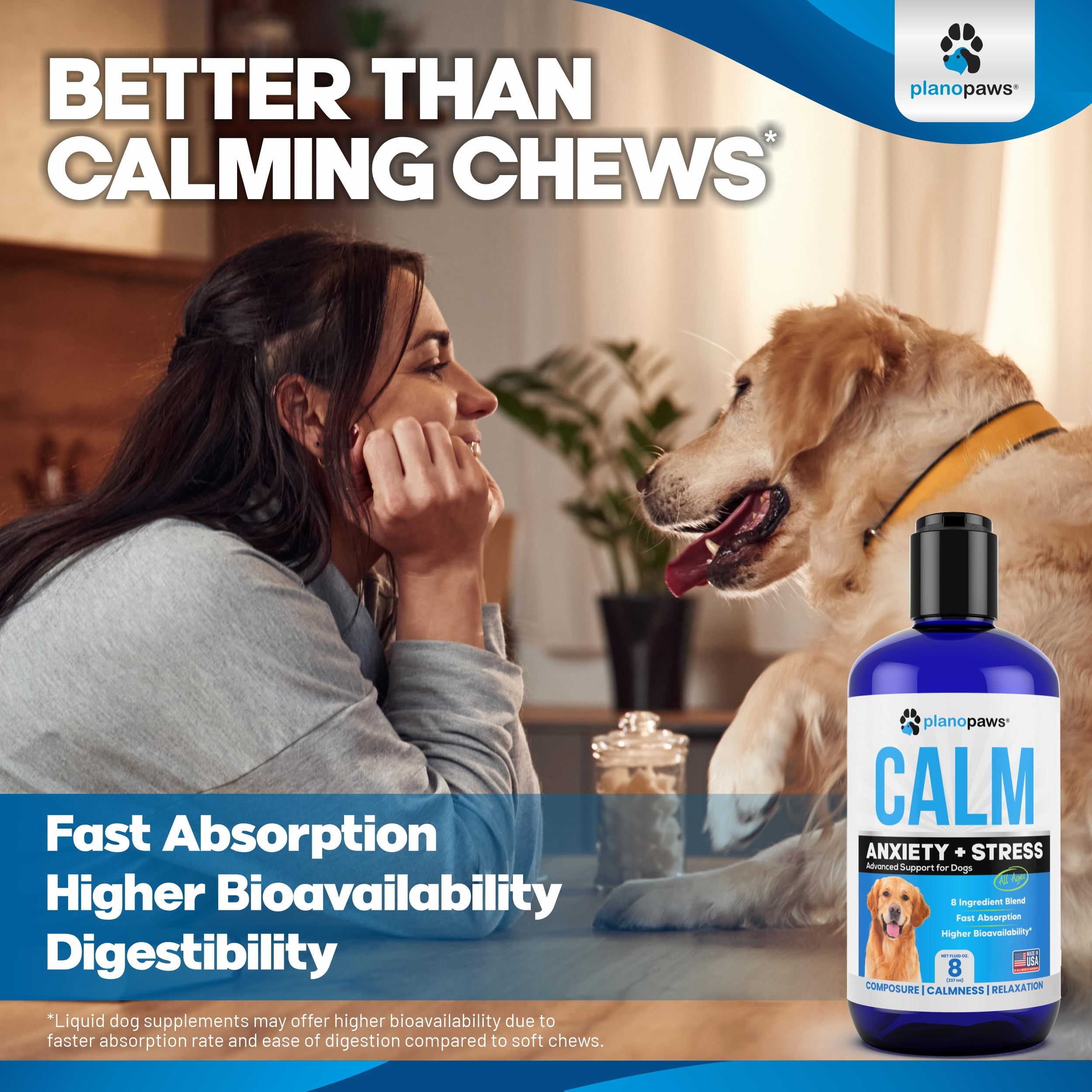 Dog Anxiety Relief - Faster Absorption Than Hemp Calming Chews for Dogs - Dog Calming Chews Alternative - Hemp Oil and Melatonin for Dogs - Liquid Dog Calming Treats for Thunder, Fireworks, Sleep Aid