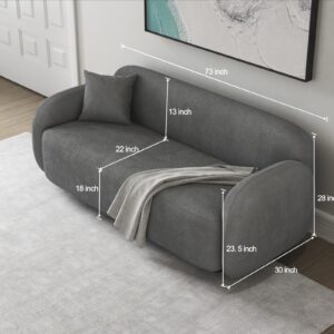 PaPaJet 3 Seater Sofa, Modern Couch with Soft Boucle Upholstered, Comfy Cloud Sofa Couch for Living Room Home Office Sherpa Grey Curved Couch