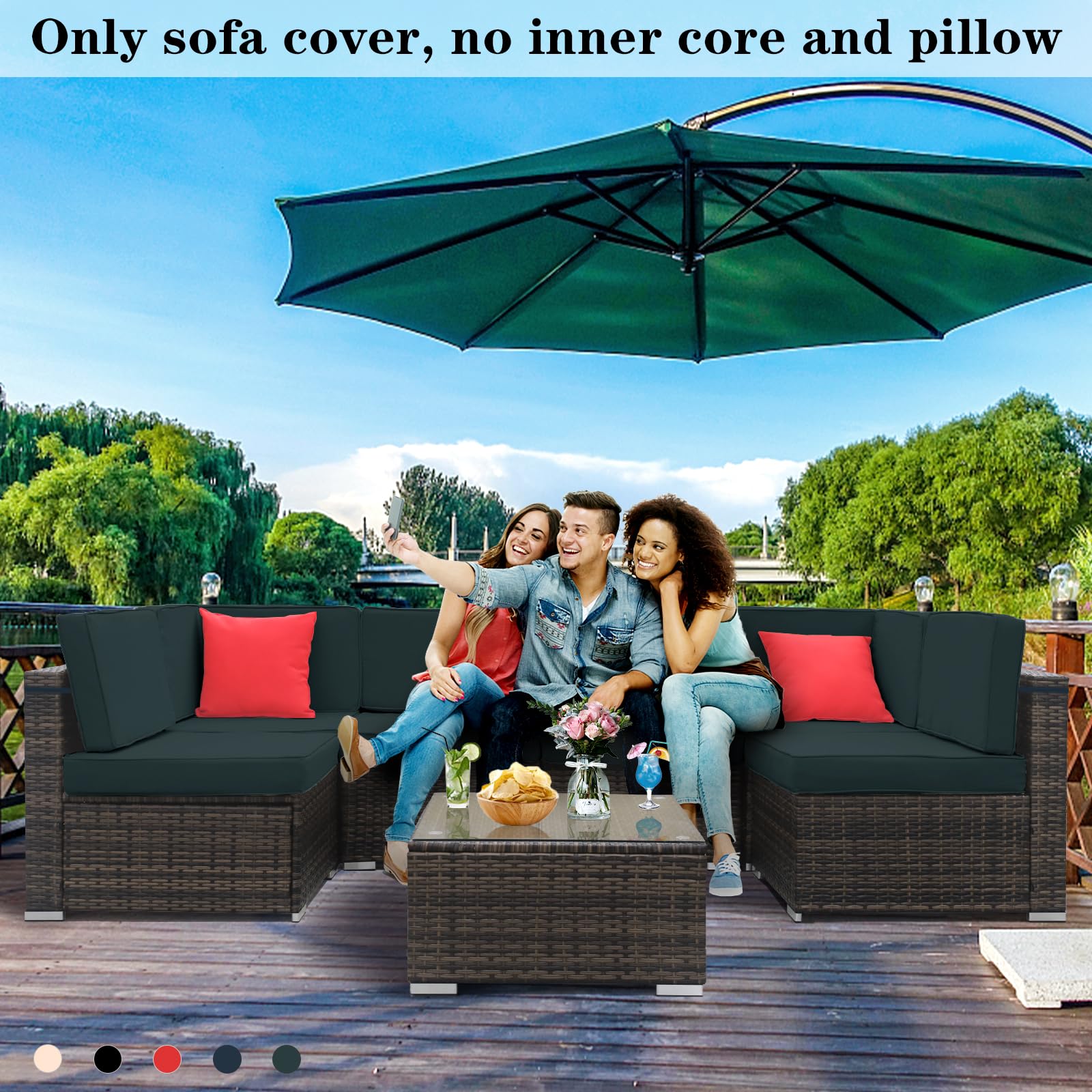 Qaworci Outdoor Cushion Slipcovers, Waterproof Patio Cushion Covers Replacement, Washable Patio Cushion Covers, Cushion Covers for Patio Furniture with Zipper (Gray, 23.6 * 23.6 * 3.5 inches-14)