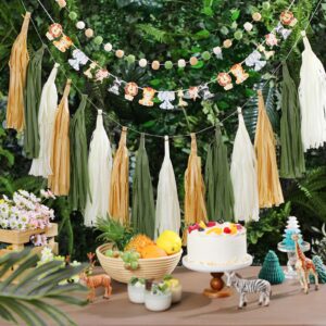 Hahafelt 3 Pcs Jungle Safari Animal Banners Wild Animal Birthday Party Decorations Woodland Animal Theme Banner Felt Ball Tassel Garland for Zoo Safari Animal Birthday Decor Baby Shower Supplies