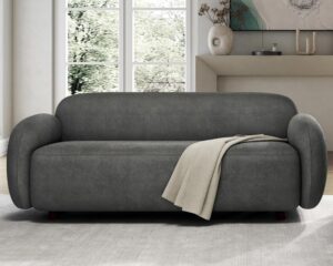 papajet 3 seater sofa, modern couch with soft boucle upholstered, comfy cloud sofa couch for living room home office sherpa grey curved couch