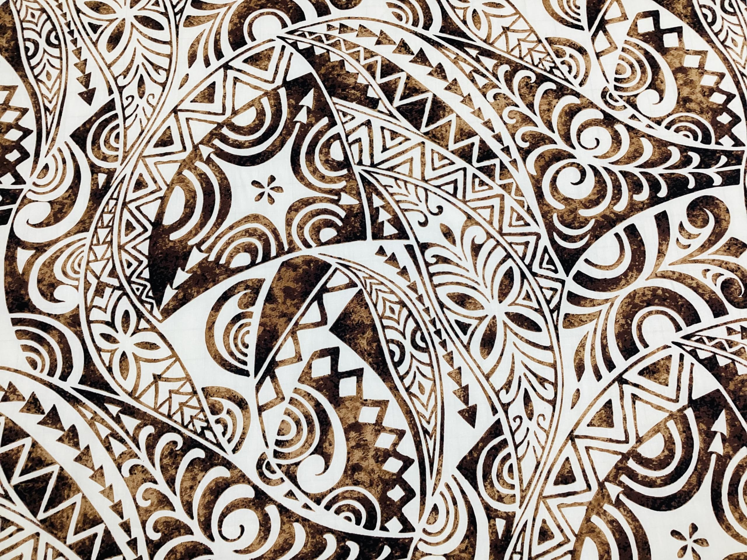 Originals by HITOMI Brown Swirly Tribal 100% Cotton Hawaiian Print Fabric Sold by The Yard, Red