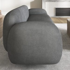 PaPaJet 3 Seater Sofa, Modern Couch with Soft Boucle Upholstered, Comfy Cloud Sofa Couch for Living Room Home Office Sherpa Grey Curved Couch