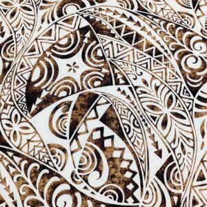 Originals by HITOMI Brown Swirly Tribal 100% Cotton Hawaiian Print Fabric Sold by The Yard, Red