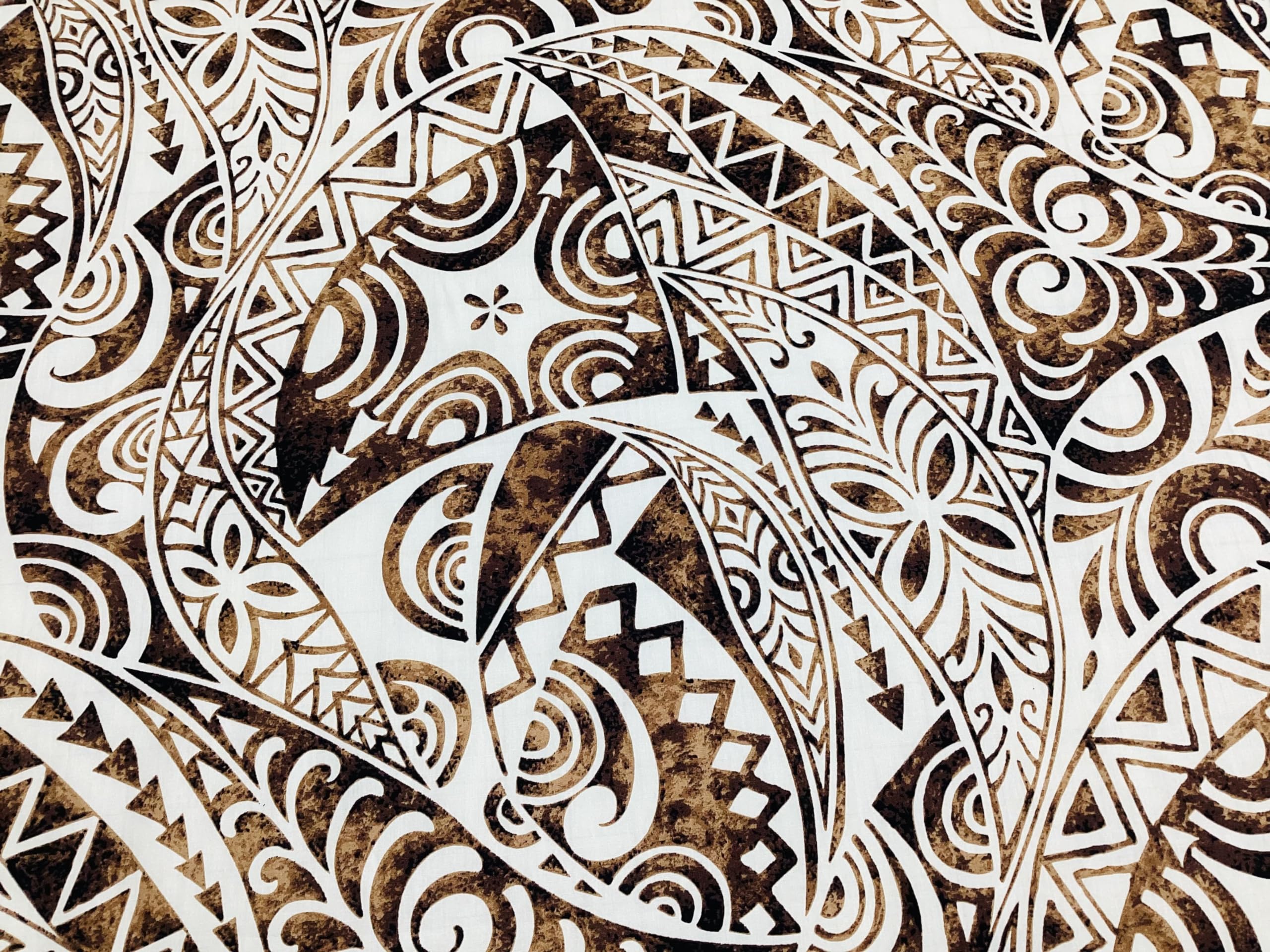 Originals by HITOMI Brown Swirly Tribal 100% Cotton Hawaiian Print Fabric Sold by The Yard, Red