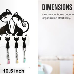 ARCORP Wooden Cat Key Holder for Wall with Four Cute Keychains, Mounting Hardware - Decorative Handcrafted Cat Puzzle Key Organizer and Home Decor - Eco-Friendly Wood Key Hanger