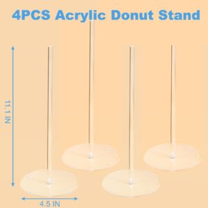 4PCS Acrylic Donut Stand, Donut Holder Stands for Dessert Table, HENABLE Clear Donut Display Stand Tower, Bagel Stand Holder, Doughnut Stand for Party, Christmas, Birthday and New Year