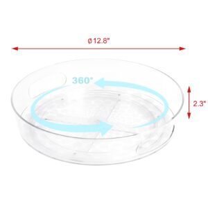 QOTOLY 12.8” Lazy Susan Organizer 4 Pack Lazy Susan Turntable Organizer 360° Rotating Organizer with Handle & 2.3" Raised Edge for Refrigerator Cabinet Kitchen Pantry Bathroom Countertop Table Dresser