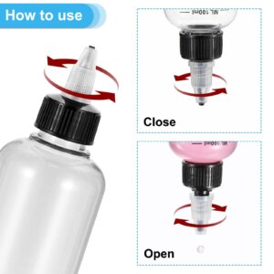 PATIKIL 1oz(30ml) Plastic Dispensing Bottle, 12Pcs Squeeze Empty Bottles with Black Twist Cap for Liquids, Inks, Oils, Sauces, Arts and Crafts, Transparent