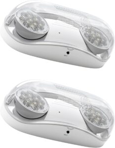 outdoor rated high output white led emergency light (bug eyes) with battery backup, wet location listed, 90-minute minimum capacity, 120v-277v (2 pack)