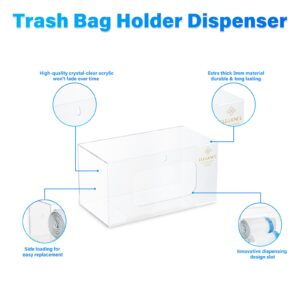 ELEGANCE Trash Bag Holder Dispenser,Clear Acrylic Wall Mounted Garbage Bag Dispenser for Kitchen Cabinets and Under Sink Storage