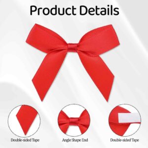 40 PCS Red Satin Ribbon Bows Self Adhesive Bows for Luxury Gift Wrapping Small Tied Ribbon Adhesive Bow for DIY Satin Ribbon Bows for Brithday Christmas Party Gift Wrap Bows for Bags