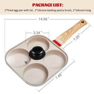 EHERDM 4-Cup Omelette Pan with Lid Nonstick Egg Frying Pan Aluminium Egg Poacher Pan Mini Pancake Pan Fried Egg Pan Healthy Breakfast Pan Egg Skillet Egg Cooker Pan for Induction & Gas Stove White