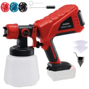 ougesh cordless paint sprayer for milwaukee 18v battery airless electric hvlp spray paint gun tools for house painting/home interior and exterior/wood/walls/furniture/floor/fence (no battery)