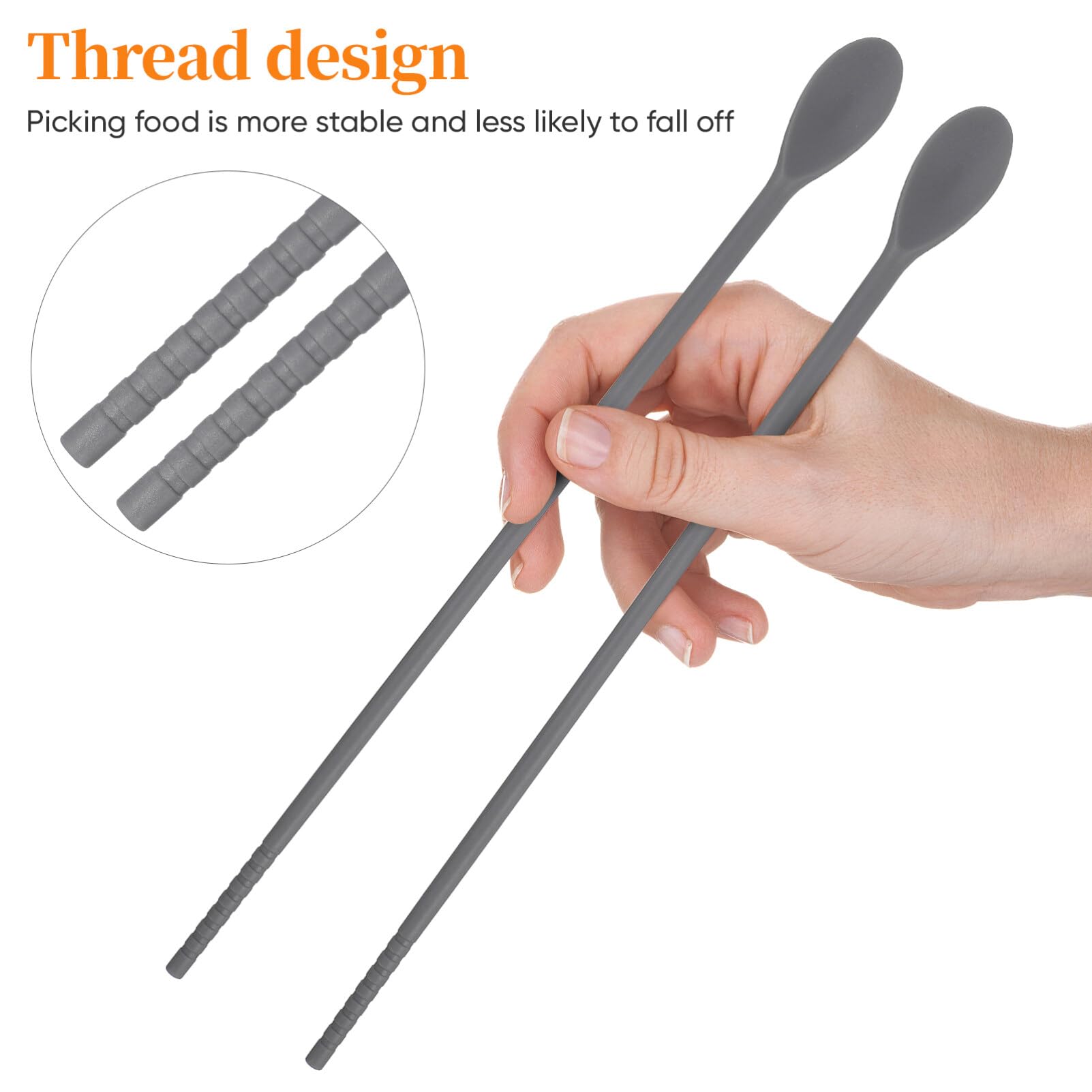 VOSAREA 2 Pairs Silicone Cooking Chopsticks Spoons 11inch Reusable Long Stirring Spoons Non-slip Stir Spoons Chopsticks Multi-function Kitchen Utensils