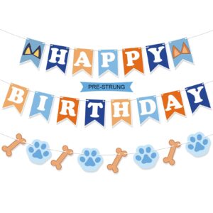 stcomart pre-strung blue dog happy birthday banner - no diy required, 6ft multi-color letters for kid boy and girl blue dog happy birthday party supplies