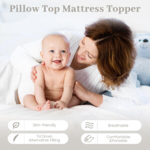 Cooling Mattress Topper Twin: 2 Inch Mattress Pad Cover,Ultra Soft Down Alternative Fill Pillow Top Cooling Bed Topper, Comfy Thick for Dorm Room Bunk RV