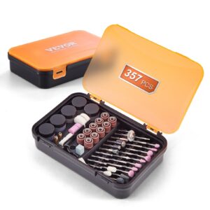 vevor rotary tool accessory kit, 357pcs accessories kit, 1/8" diameter shank, universal fitment power rotary tool accessories set for grinding, carving, sanding, cutting, drilling