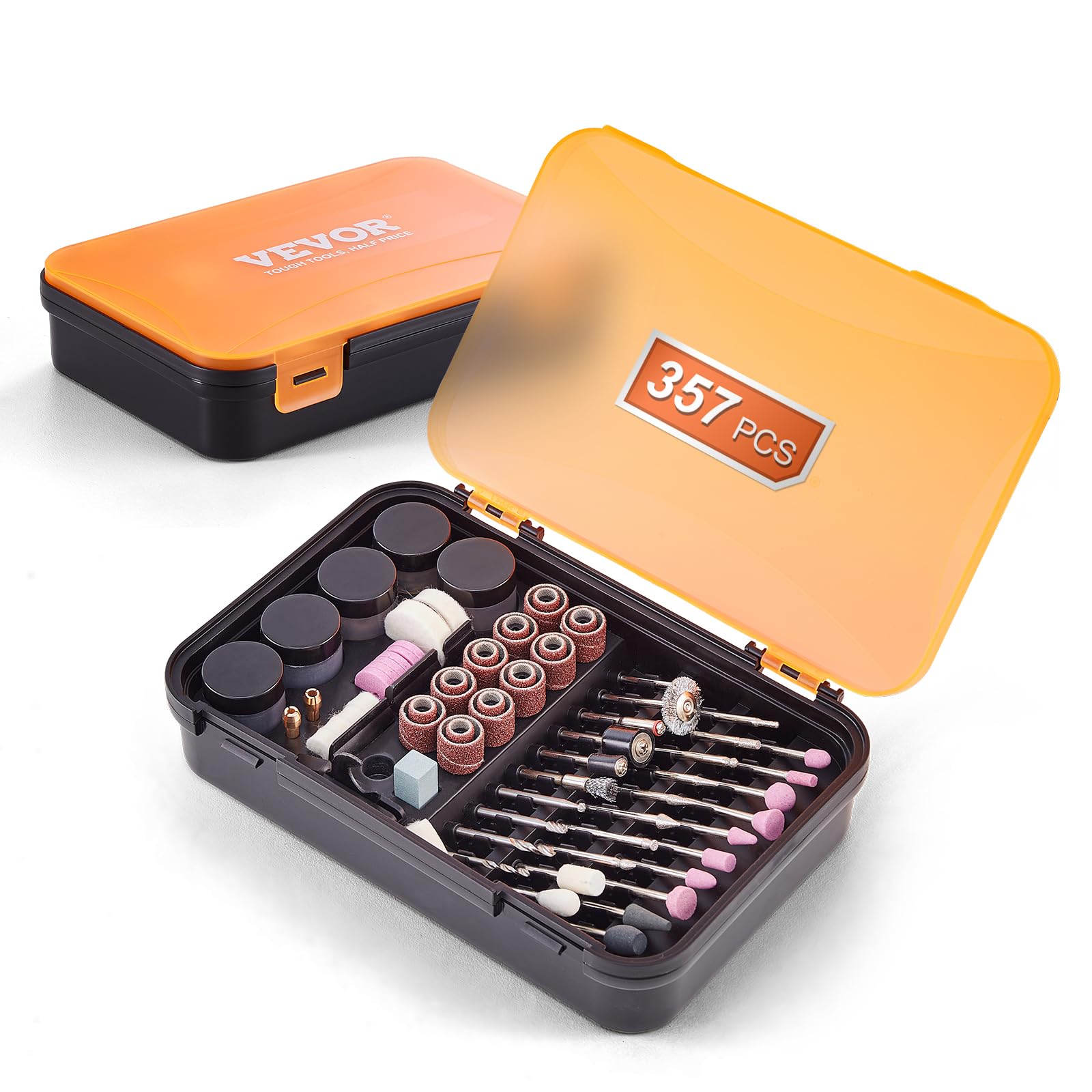 VEVOR Rotary Tool Accessory Kit, 357PCS Accessories Kit, 1/8" Diameter Shank, Universal Fitment Power Rotary Tool Accessories Set for Grinding, Carving, Sanding, Cutting, Drilling