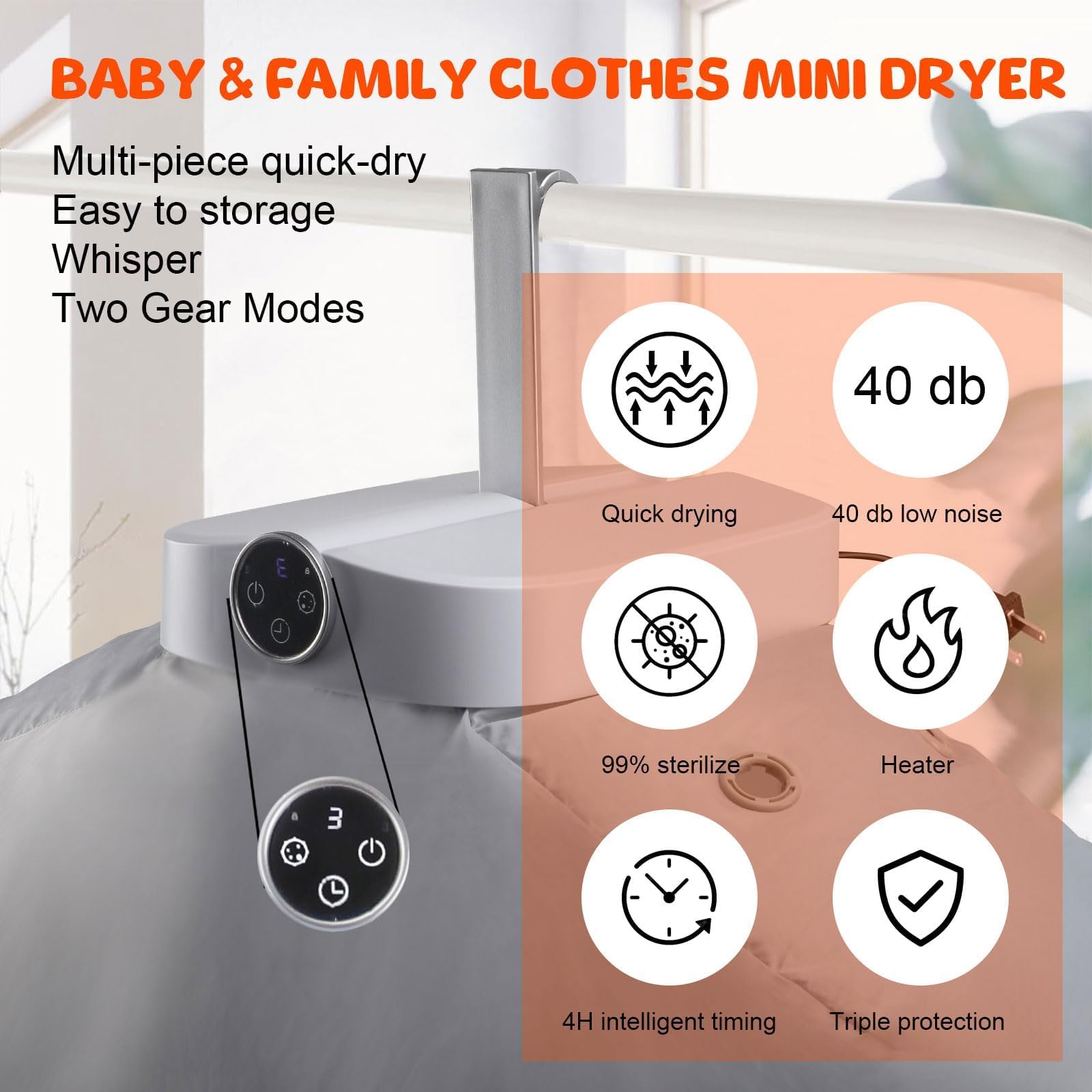 Portable Clothes Dryer,Mini Laundry Dryers with Timer Function,Compact Dryer Machine for Apartments,Dorms,Travel,RV, For Light Clothes, Underwear, Baby ClothesLight Clothes, Underwear, Baby Clothes