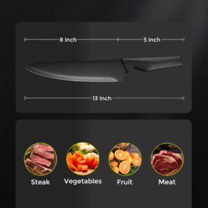 syvio Kitchen Utility Knife, 8 Inch Pro Kitchen Knife, High Carbon Stainless Steel Chef's Knives with Ergonomic Handle, Black