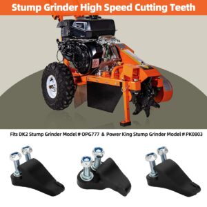 Set of 9 Stump Grinder Teeth Fits DK2 and Power King Stump Grinder Model OPG777 PK0803, Teeth for Stump Grinder Includes Bolts and Nuts