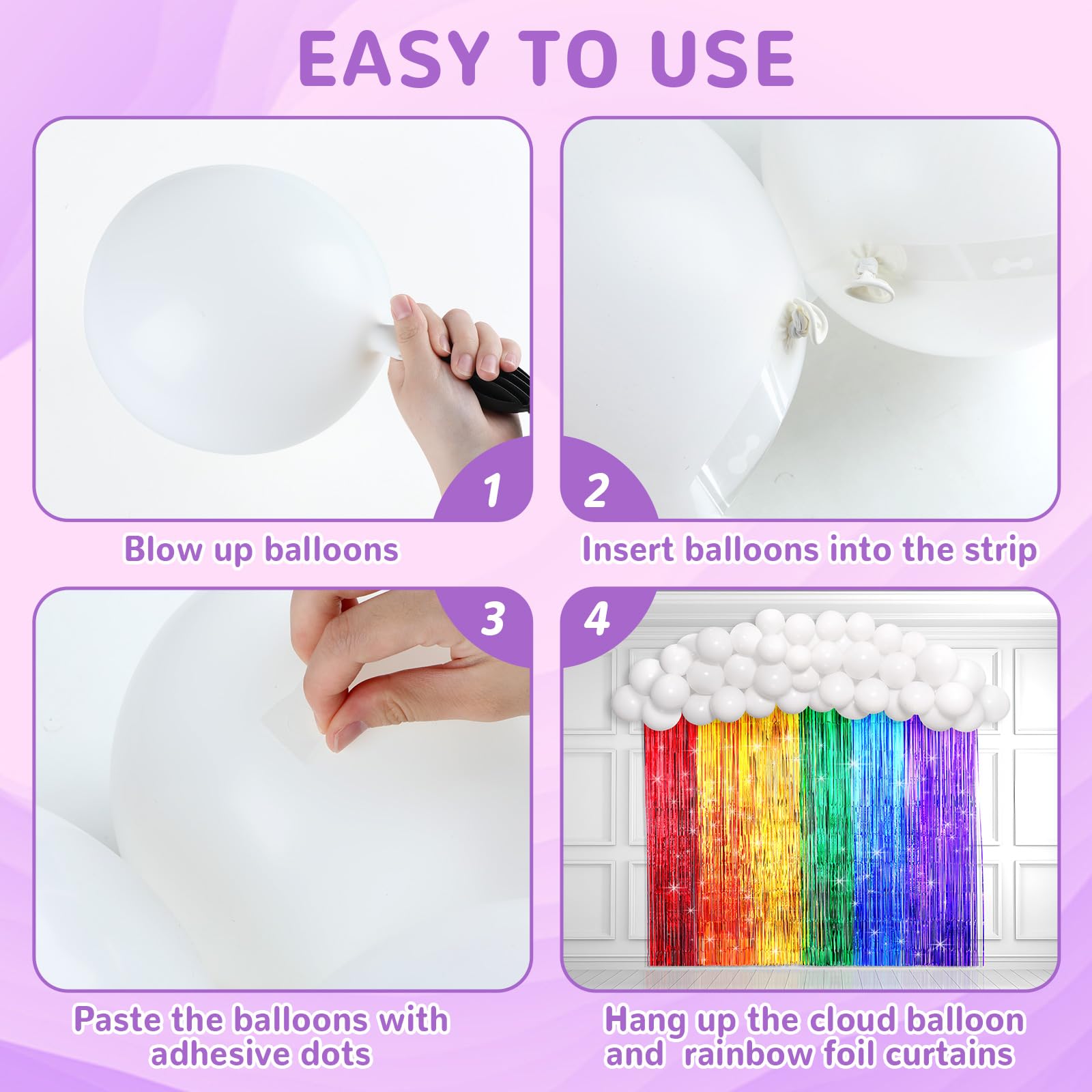 Rainbow Party Backdrop Balloon Arch Kit Decorations Rainbow Cloud Birthday Photo Props Booth Backdrops Rainbow Balloon Garland Fringe Curtains for Wedding Baby Shower Decor Photography Supplies