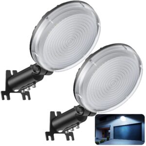 led barn lights 100w, 10,000lm dusk to dawn outdoor security flood lighting with photocell, 150° adjustable, 6500k daylight, ip66 waterproof street light for warehouse, yard, garage lighting (2 pack)