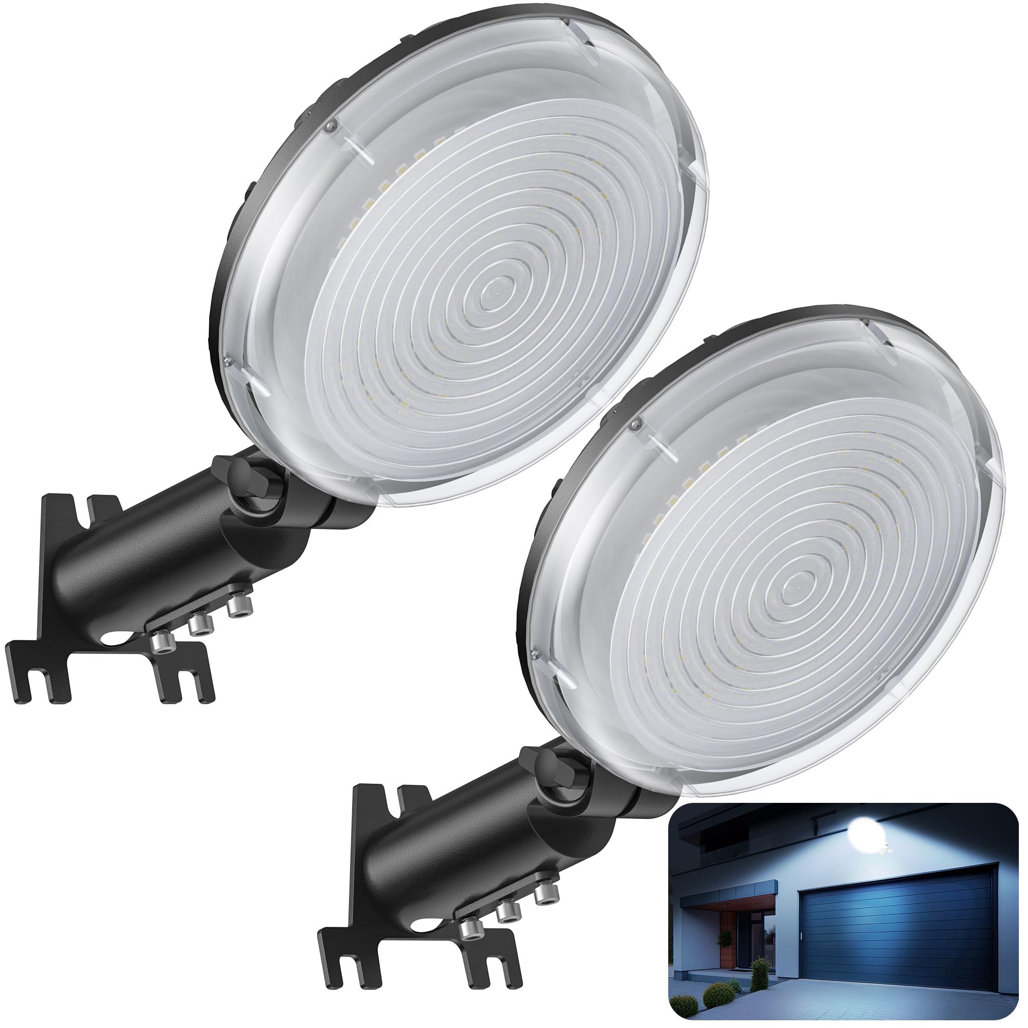 LED Barn Lights 100W, 10,000LM Dusk to Dawn Outdoor Security Flood Lighting with Photocell, 150° Adjustable, 6500K Daylight, IP66 Waterproof Street Light for Warehouse, Yard, Garage Lighting (2 Pack)