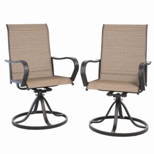 aoxun outdoor swivel chair, textilene swivel patio chairs set of 2, swivel rocker patio chairs for yard, garden, balcony (brown)