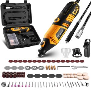 rotary tool kit: dekopro power hand rotary tools mini for wood/metal, electric grinder drill machine set with flex shaft for carving, cutting, sanding, grinding, polishing, engraving