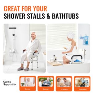 Shower Chair Seat, 400 lbs Capacity, Shower Stool with Crossing Bar, Padded Armrests and Back, Shower Chair for Inside Shower Bathtub, Adjustable Height Bench Bath Chair for Elderly Disabled