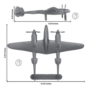 TimMee WW2 P-38 Lightning Fighter Plane - 2pc Silver Plastic Army Men Aircraft