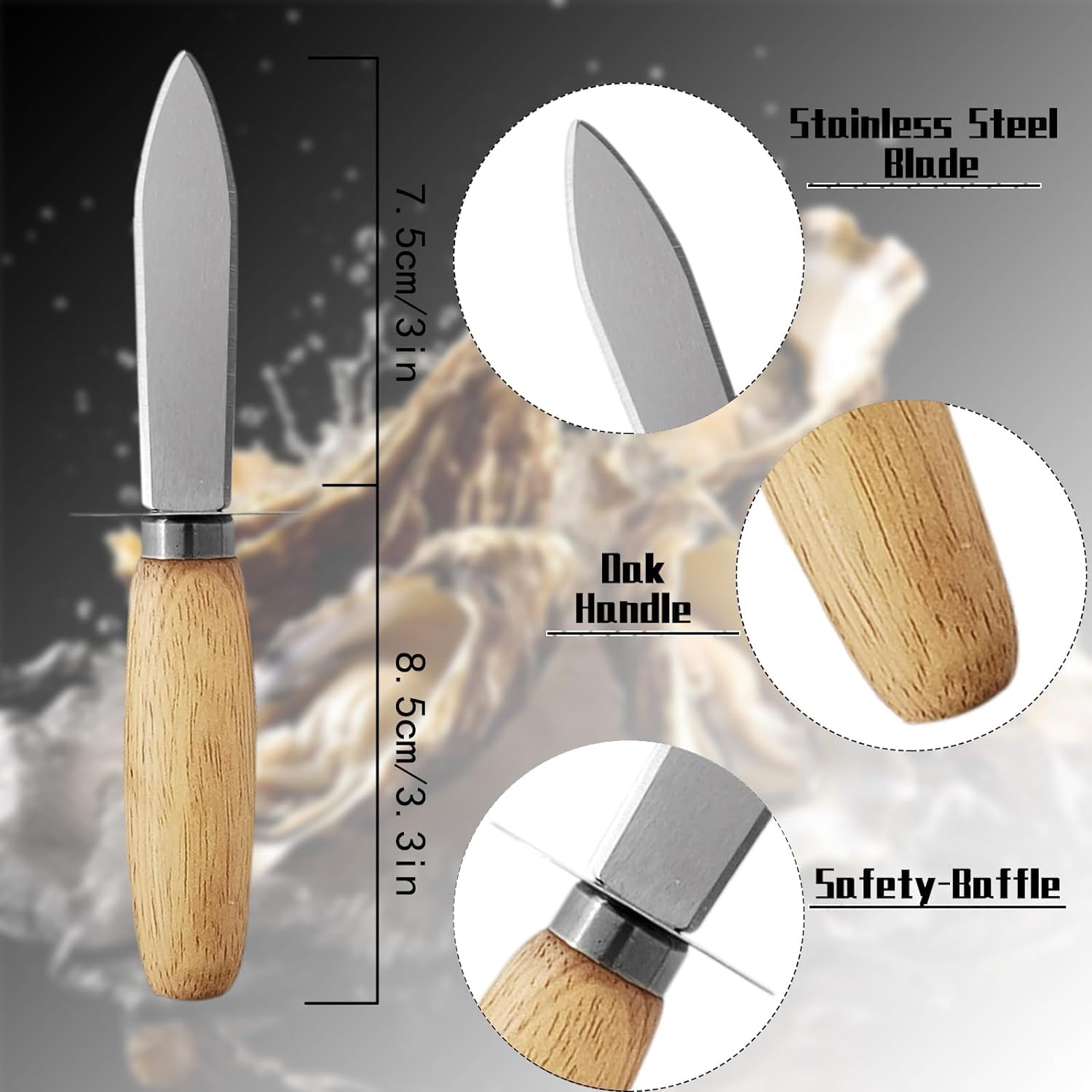 liuweihui 2024 Newest Oyster Knife Shucker Set, Oyster Opener Tool, Oyster Shucking Clamp Seafood Tools，1 oyster knife， (1#), medium size