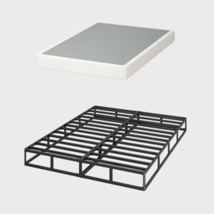 vtwazast 8 inch full box spring, heavy duty metal mattress foundation, easy clean fabric bed cover, non-slip, noise free, easy assembly